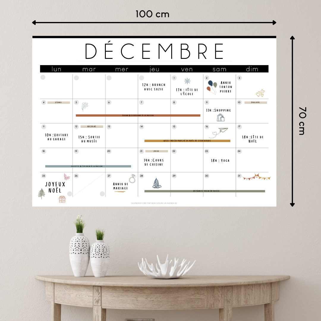 Calendrier Mural Géant Papier – Deux Soeurs un Agenda SAS